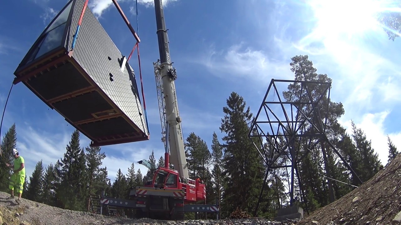 Lifting a treehouse in Norway - YouTube