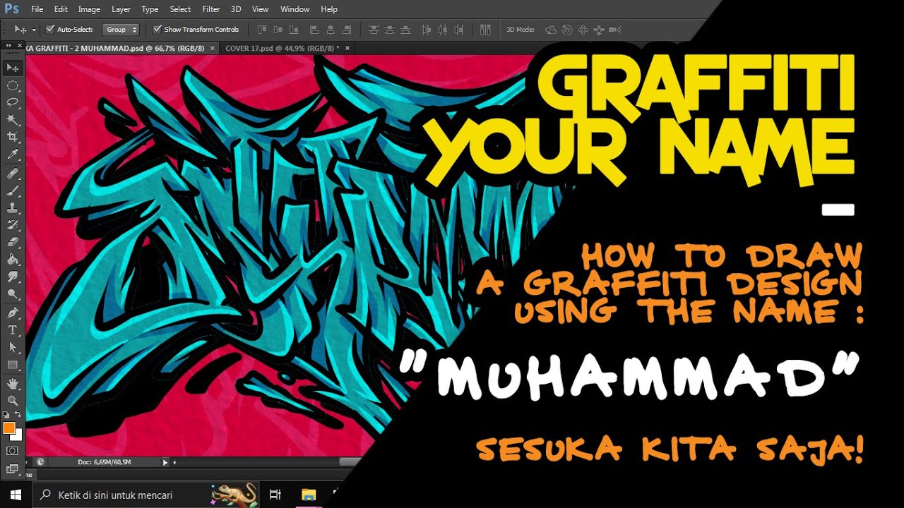 HOW TO DRAW A GRAFFITI DESIGN USING THE NAME : "MUHAMMAD" // GRAFFITI ...