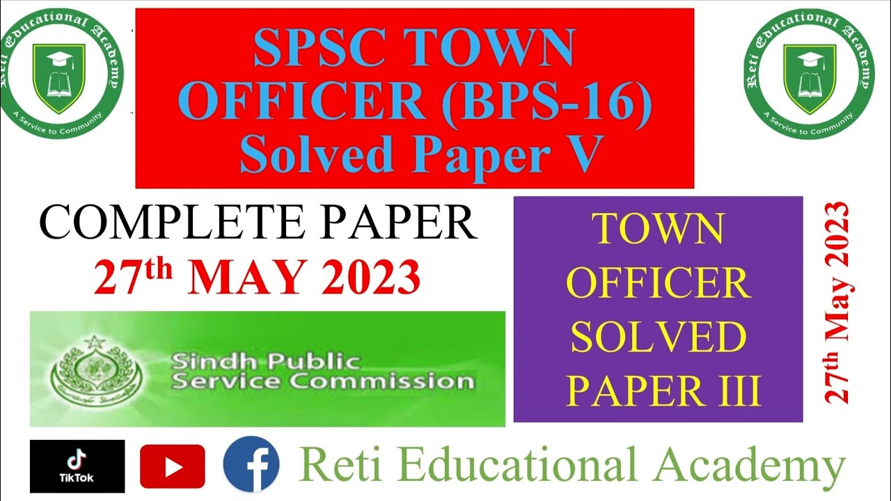 SPSC Town Officer Solved Paper 27 May 2023 Town Officer Solved Paper V ...
