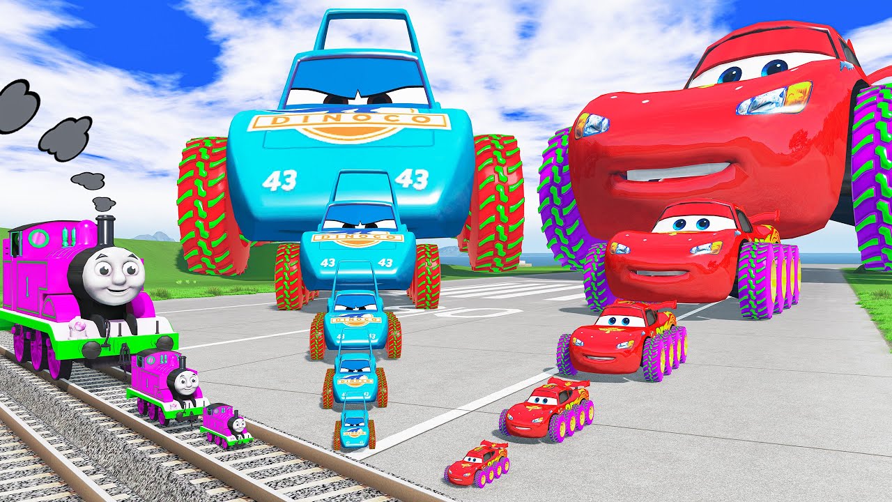 Big & Small: Mcqueen with BTR Wheels vs King Dinoco with BTR Wheels vs ...