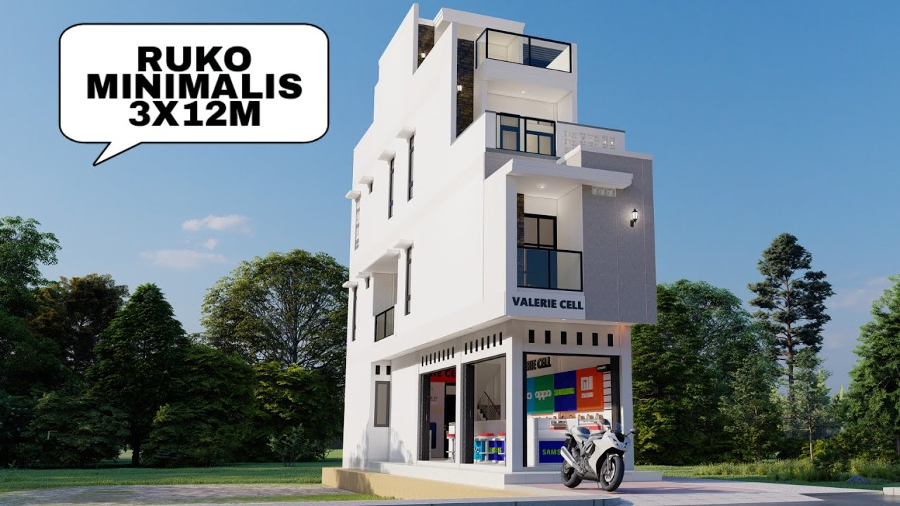 Desain ruko minimalis 3x12m 4 lantai - YouTube
