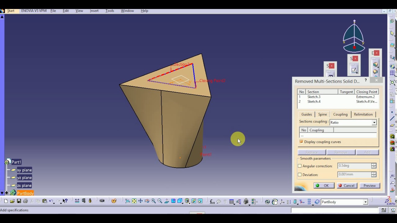 CATIA V5 Tutorial for Beginners _ Multi section tool - YouTube