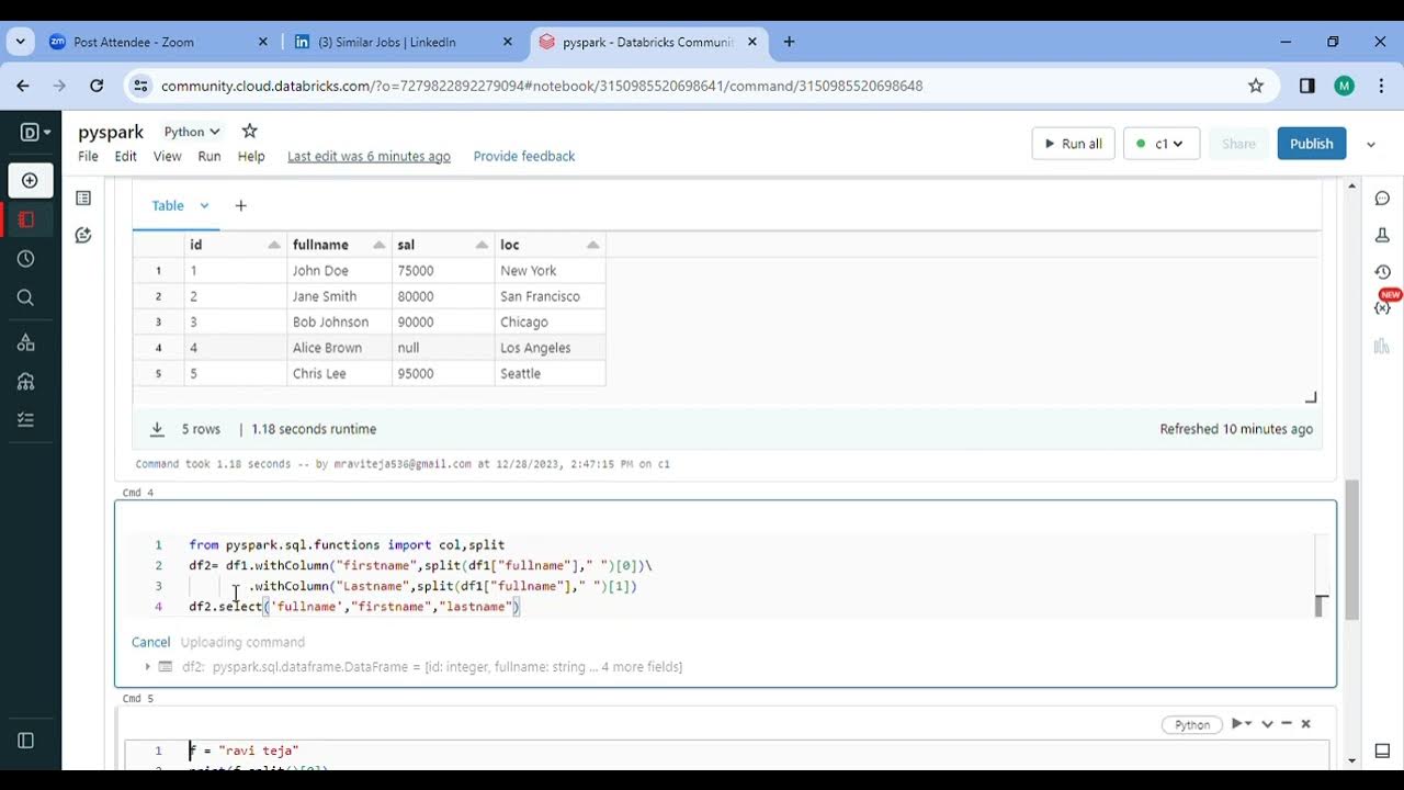How to split fullname to first and last name using Pyspark. - YouTube