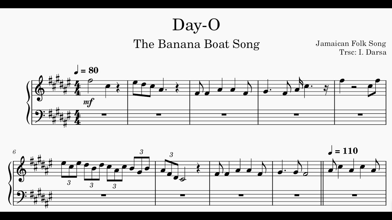 Day-O - Free Sheet Music - YouTube