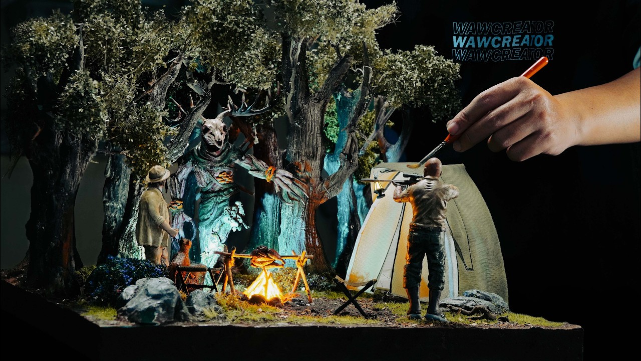 Diorama of Danger in the deep forest caught in the sights of the ...