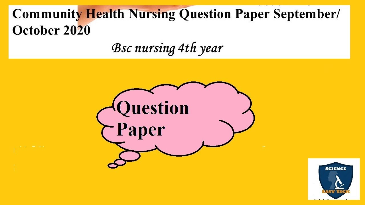 Community health nursing question paper| Oct 2020| Bsc nursing 4th year ...