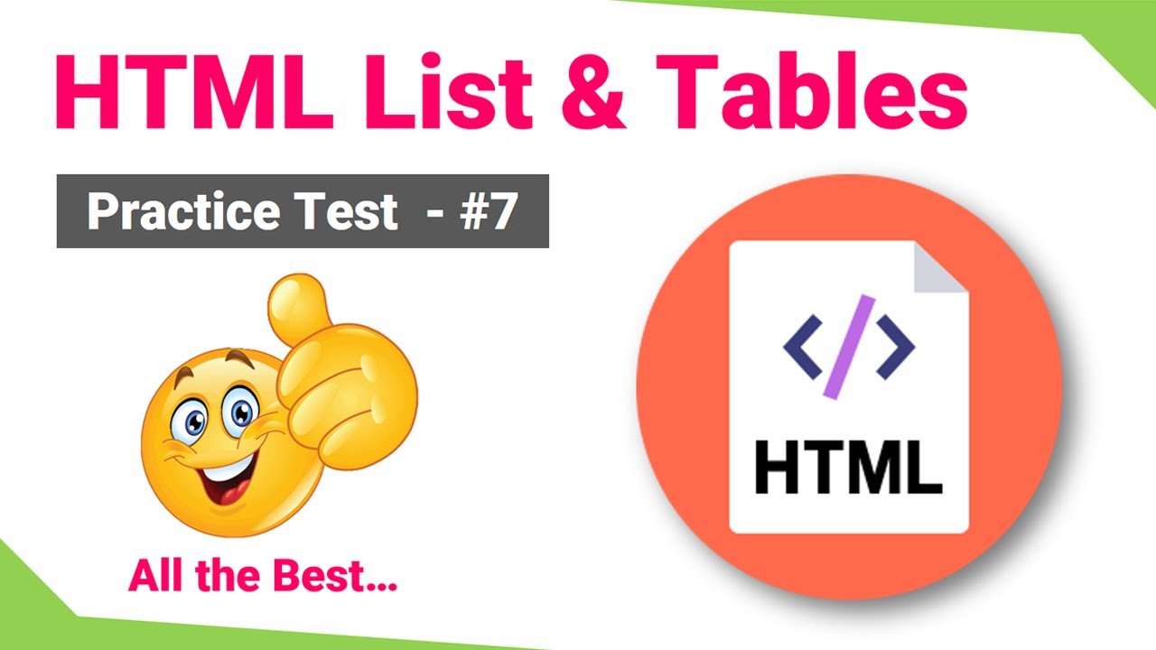 HTML LISTS and TABLE | QUIZ - YouTube