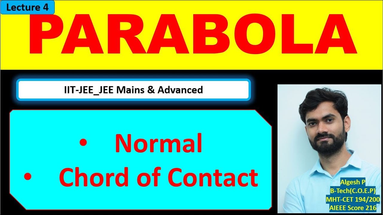 Equation of Normal to Parabola & Chord of Contact - YouTube