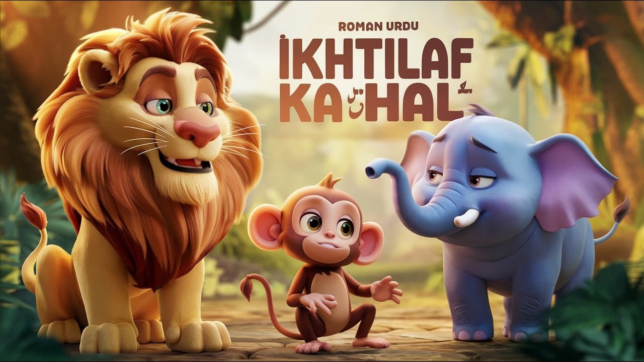 Ikhtilaf Ka Hal | sher aur bandar aur hathi 3D cartoon - YouTube