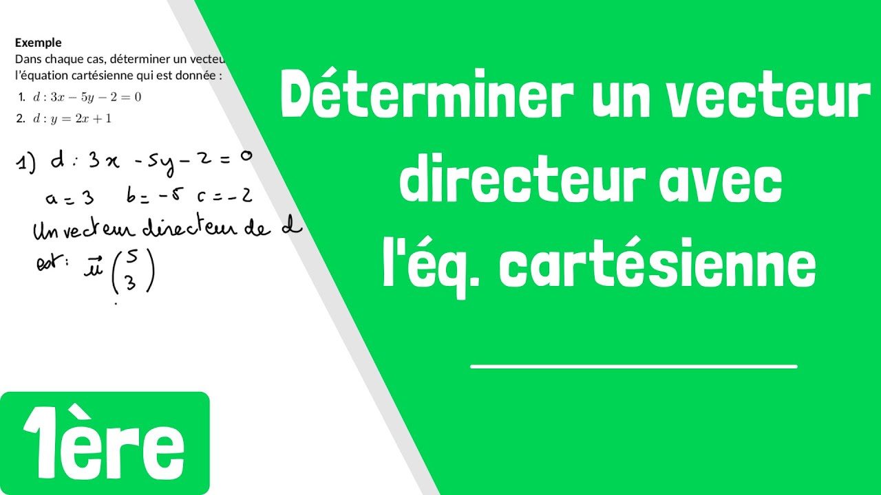 Comment déterminer un vecteur directeur d'une droite à partir de son ...