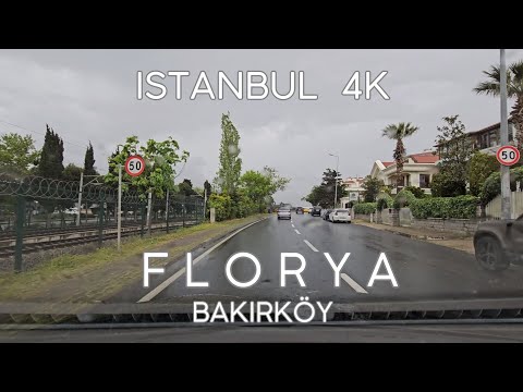 Istanbul 4K Drive in Florya Neighborhood in Bakırköy District City Sightseeing Wealthy Neighborhood