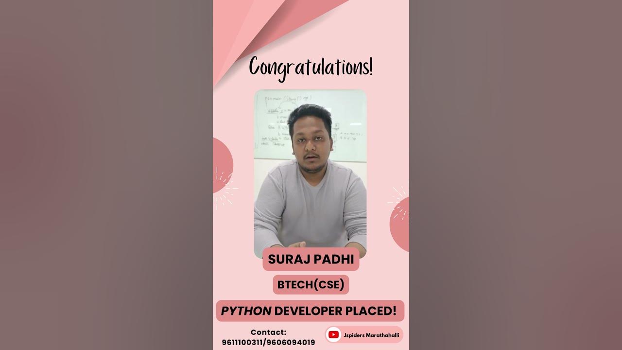 Student Successfully Placed | Python Full Stack Development | Jspiders Marathahalli | suraj ...