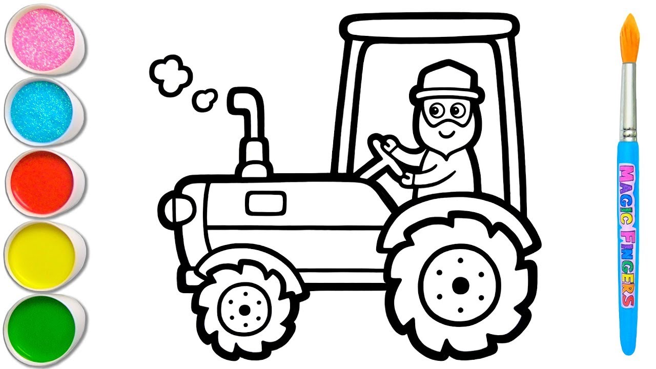 Menggambar, Melukis dan Mewarnai Traktor untuk Anak-Anak, Balita | Cara ...