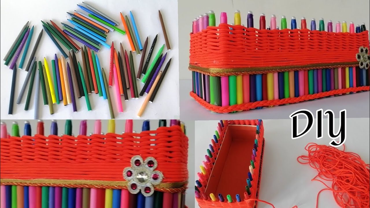Best Crafts Idea Out of Waste Pens I Reuse of Old Pens I DIY Organizer ...