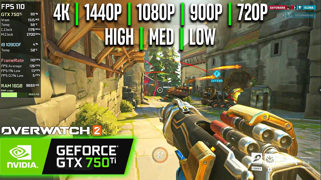 GTX 750 Ti | Overwatch 2 - 4K, 1440p, 1080p, 900p, 720p - High, Med ...