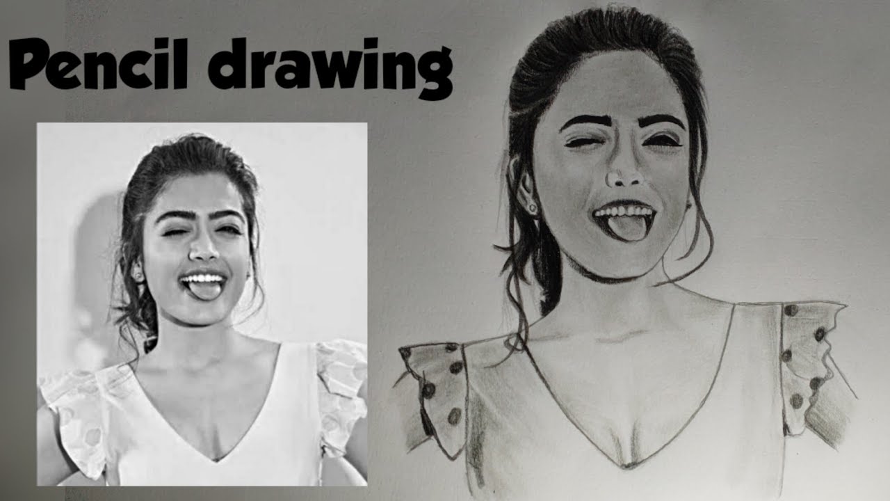 Rashmika Mandanna || Easy Pencil drawing of actress/Realistic portrait ...