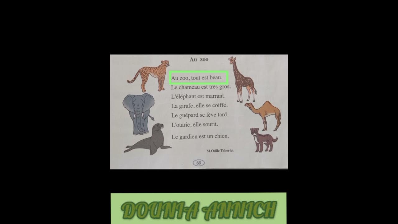 Au zoo Mon livre de français page 69 - YouTube