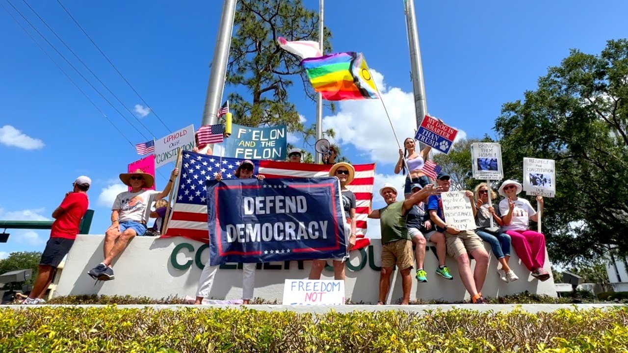 Protesters flood sidewalk outside Collier Courthouse for “Say No to ...