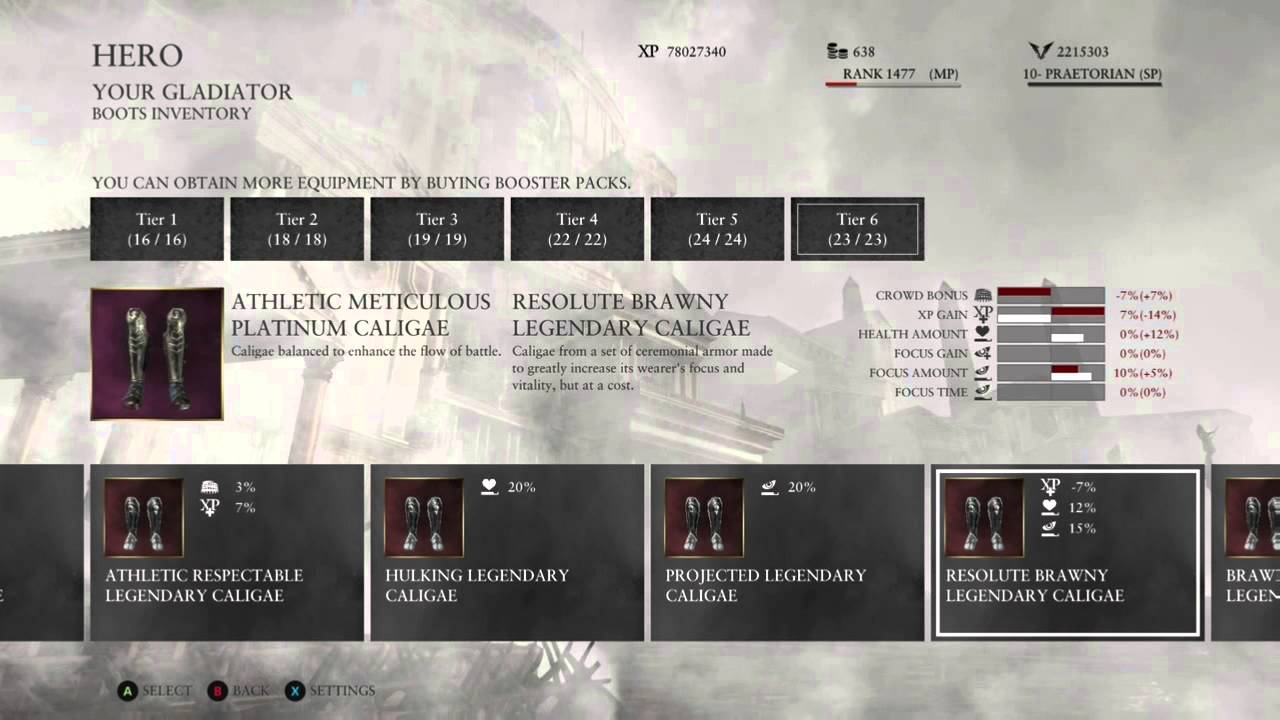 Ryse Son of Rome, Boots, Armor, ALL Tier 6, Multiplayer, Arena, XBox ...