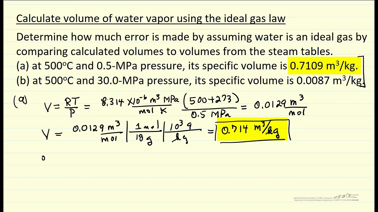 Calculate Specific Volume Of Water Vapor Using Ideal Gas Law YouTube Calculate Specific Volume Of Water Vapor Using Ideal Gas Law YouTube