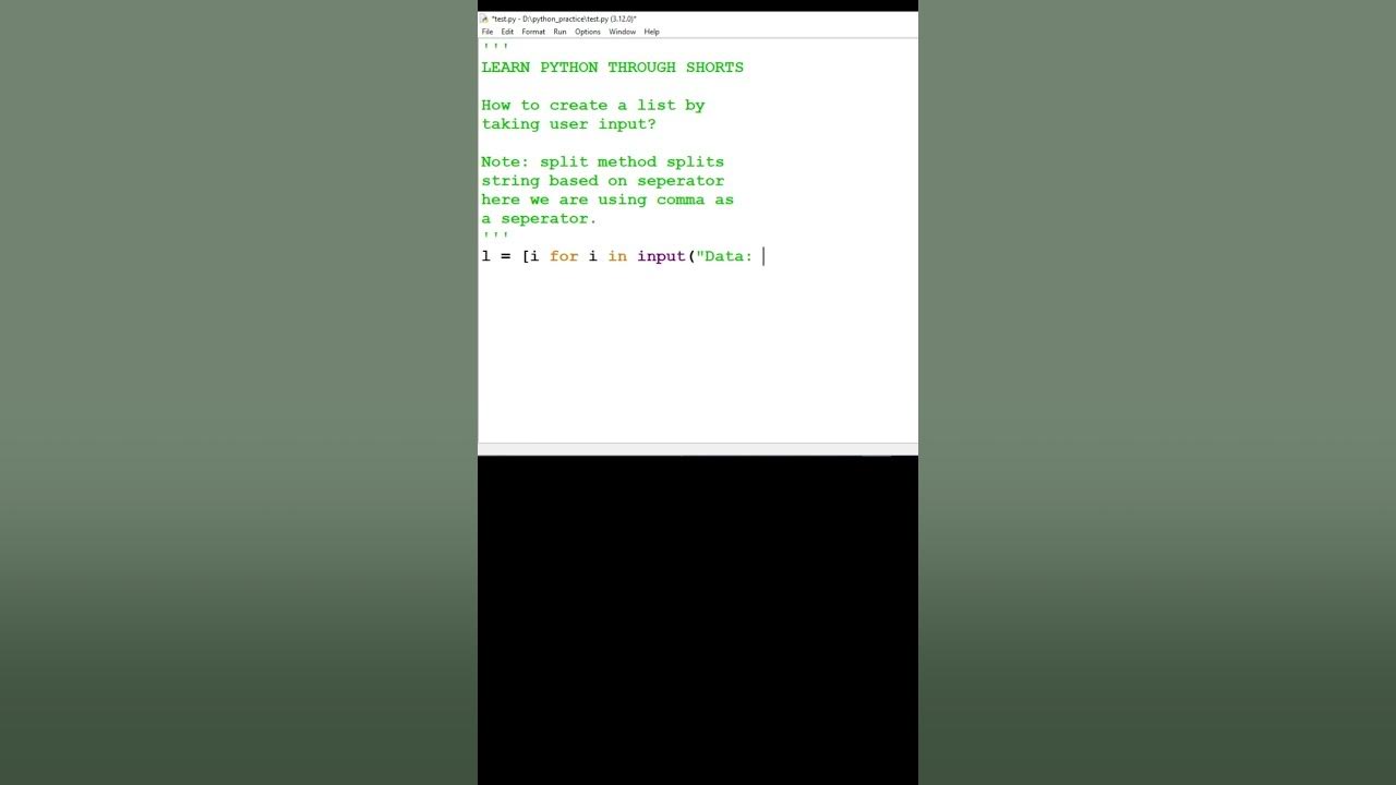 How To Create A List By Taking User Input In Python Shorts Pythonforbegineers Python
