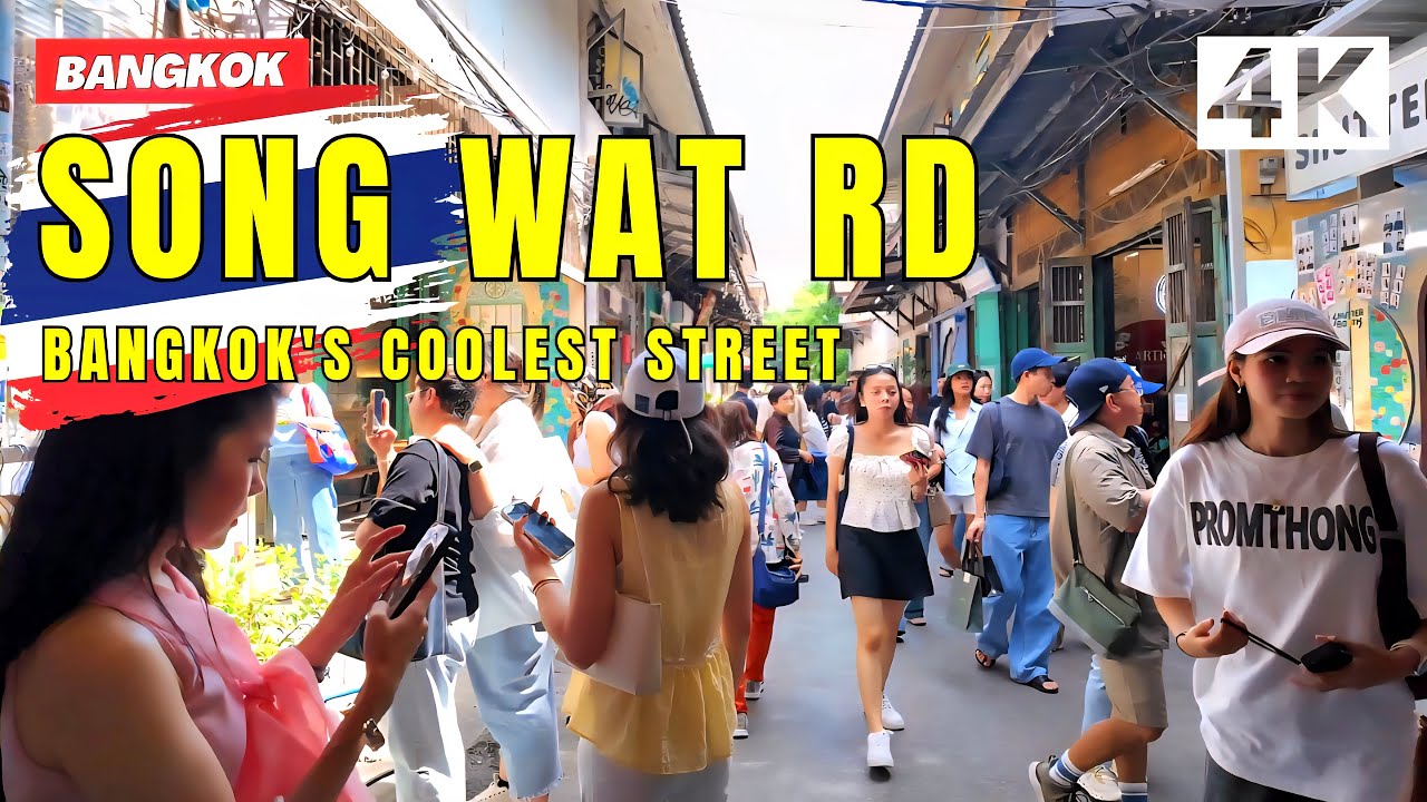 [4K] Song Wat Road - Bangkok's Coolest Street 🇹🇭 ASMR 🎧 Walking Tour ...
