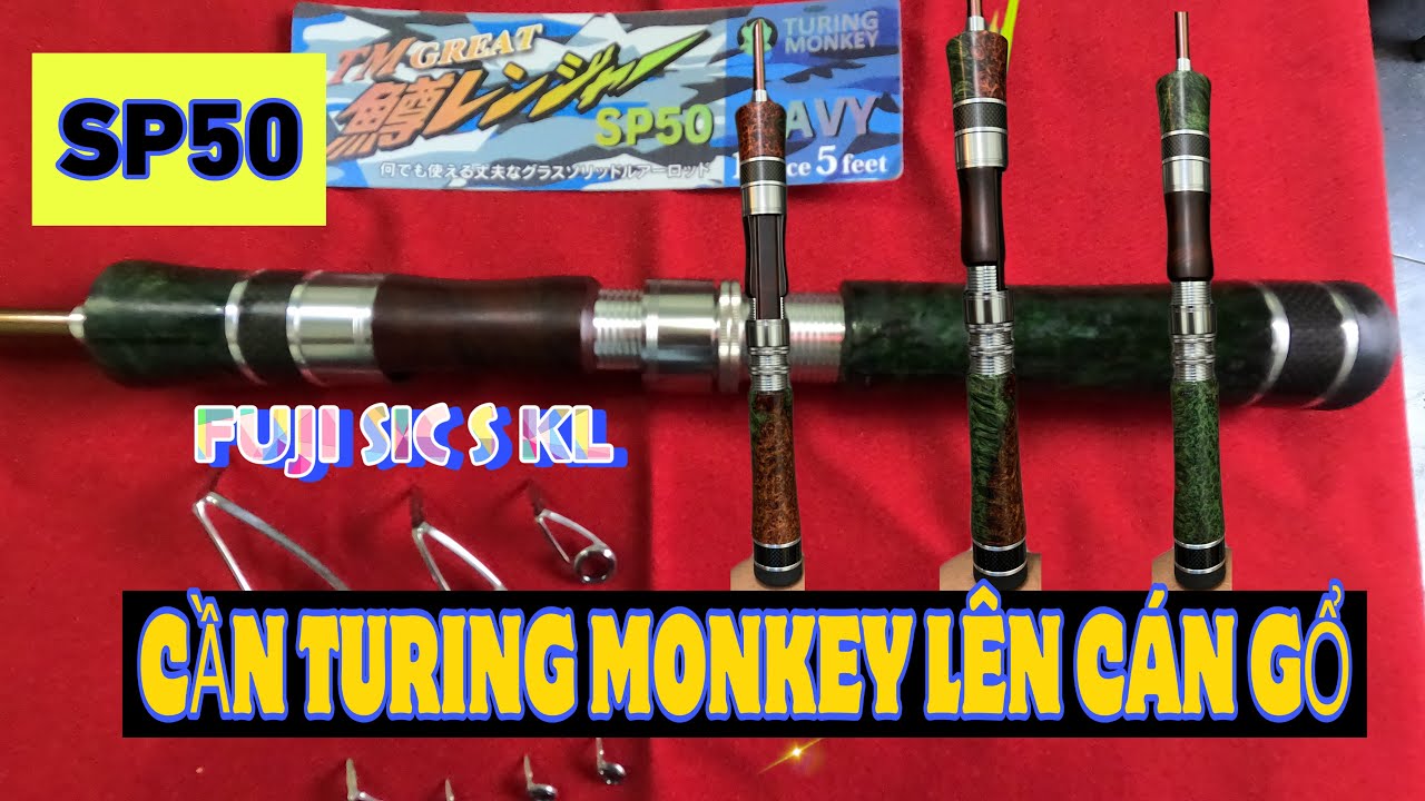 Cần Turing monkey lên cán gổ và khoen fuji kl - YouTube