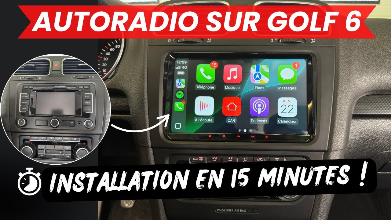 Installation Autoradio Android Golf 6 (2008-2016) avec CarPlay ...