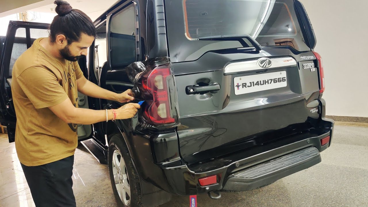 Mahindra Scorpio Backlight Smoke Vinyl Wrap @VwrapsSikar - YouTube
