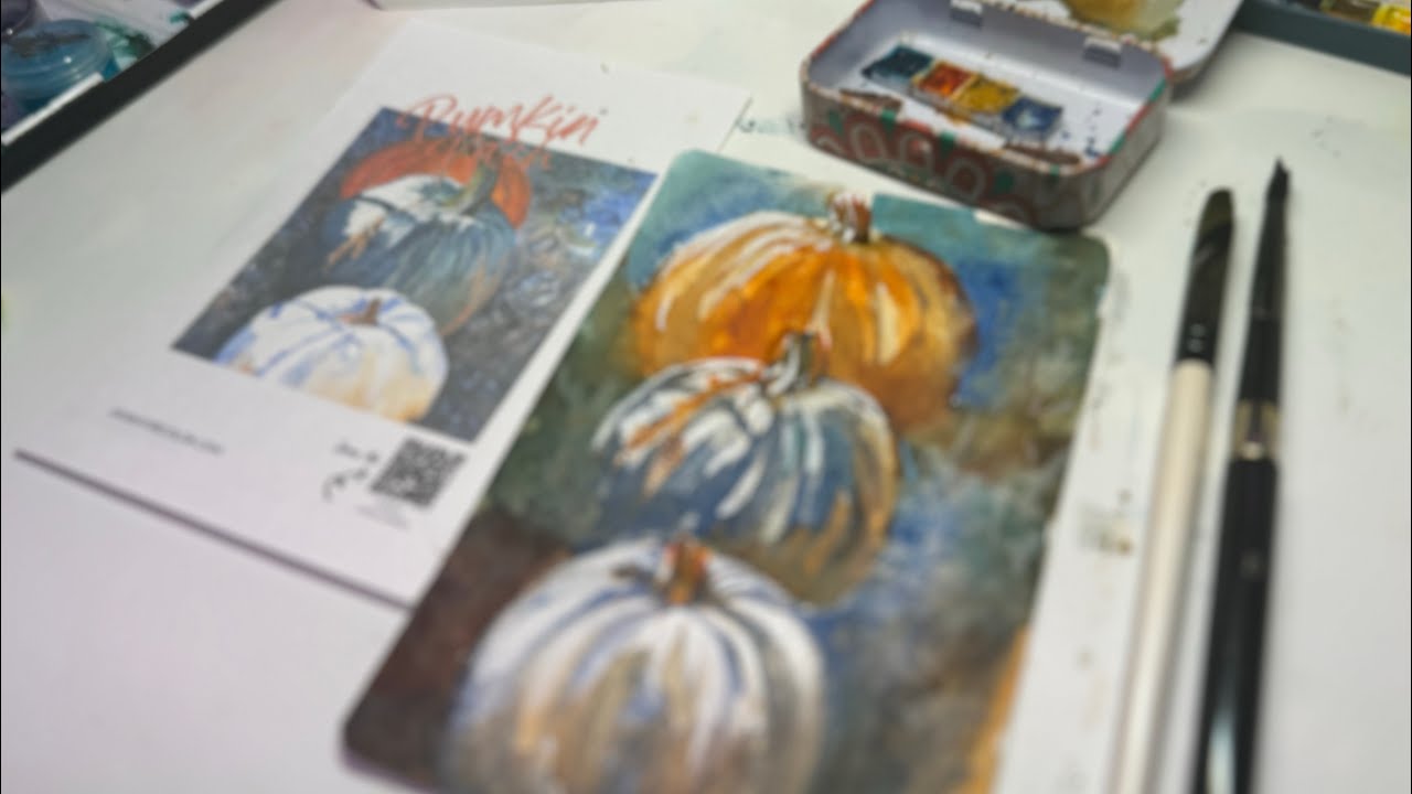 How to paint pumpkins with watercolour / Tutorial - YouTube
