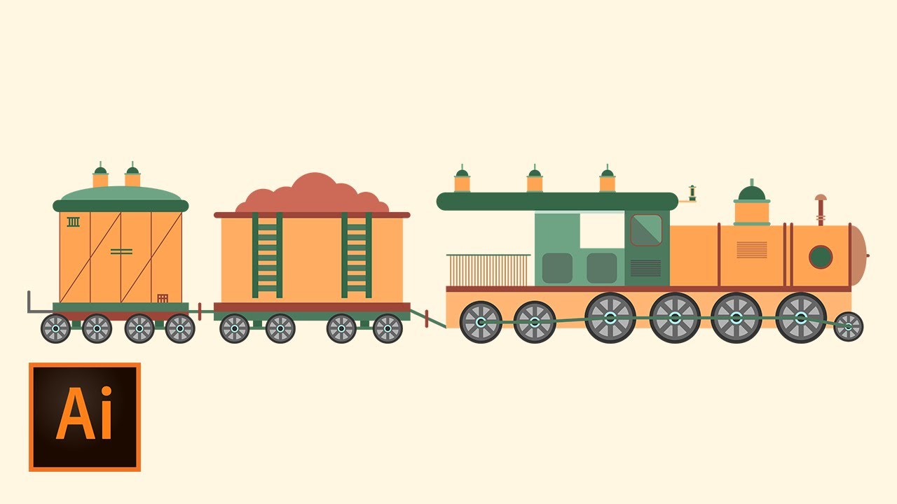 Train Illustration Goods Carrier Adobe Illustrator - YouTube