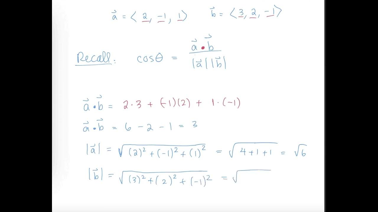 Angle between 3D vectors - Example 1 - YouTube