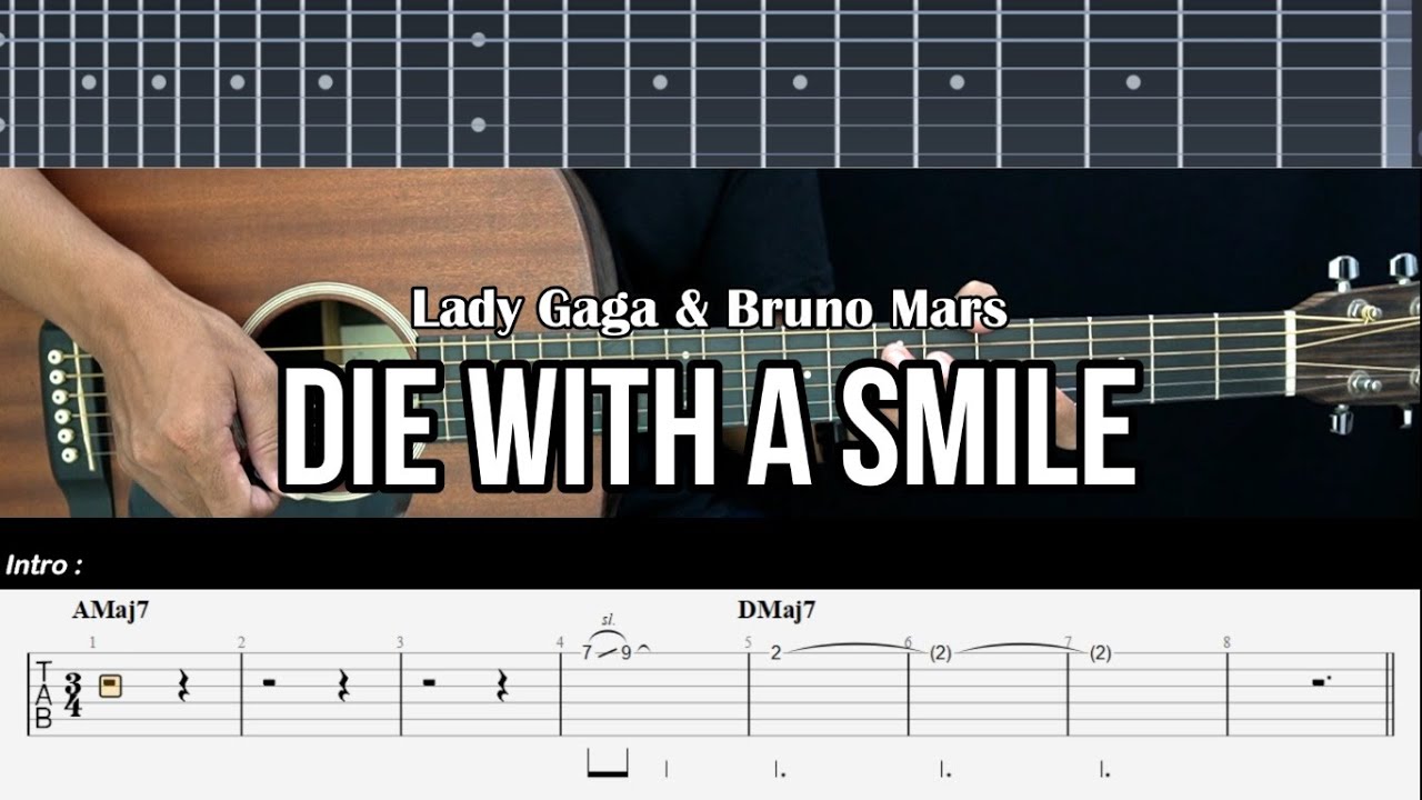 Die With a Smile - Lady Gaga, Bruno Mars | EASY Guitar Tutorial TABS ...