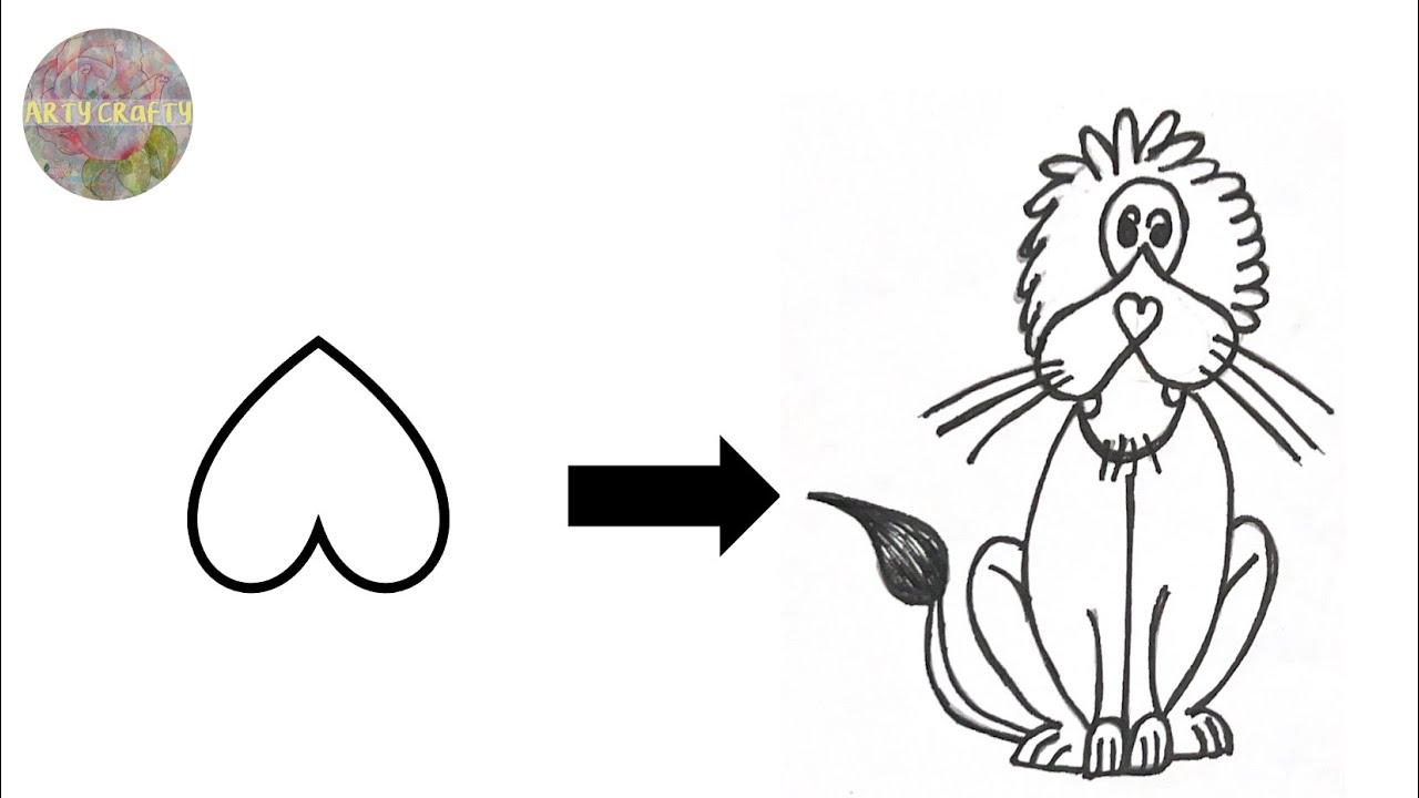 How to draw a Lion with an inverted heart easy for beginners|Easy ...