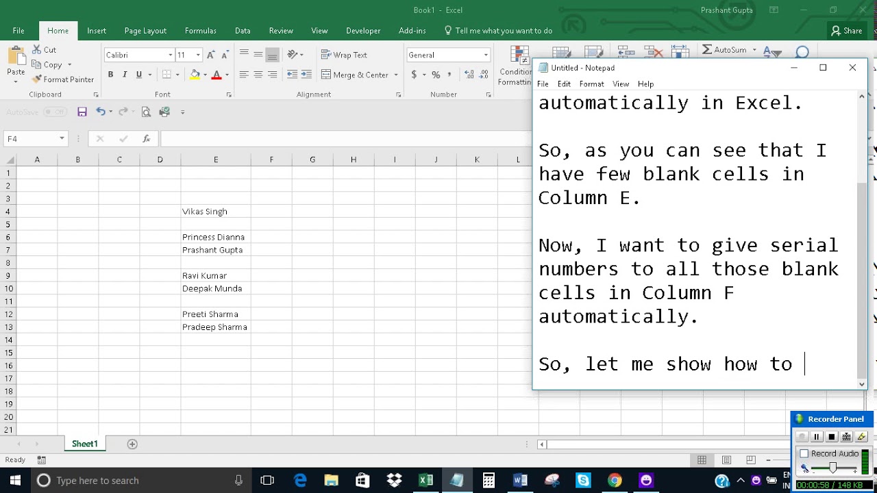 Automatically Give Serial Numbers To Blank Cells In Excel YouTube Automatically Give Serial Numbers To Blank Cells In Excel YouTube