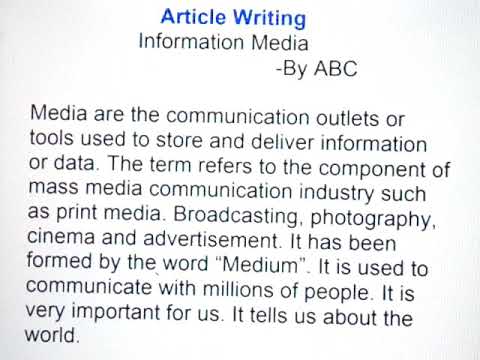 Information Media || Article Writing || In English || In About 250 ...