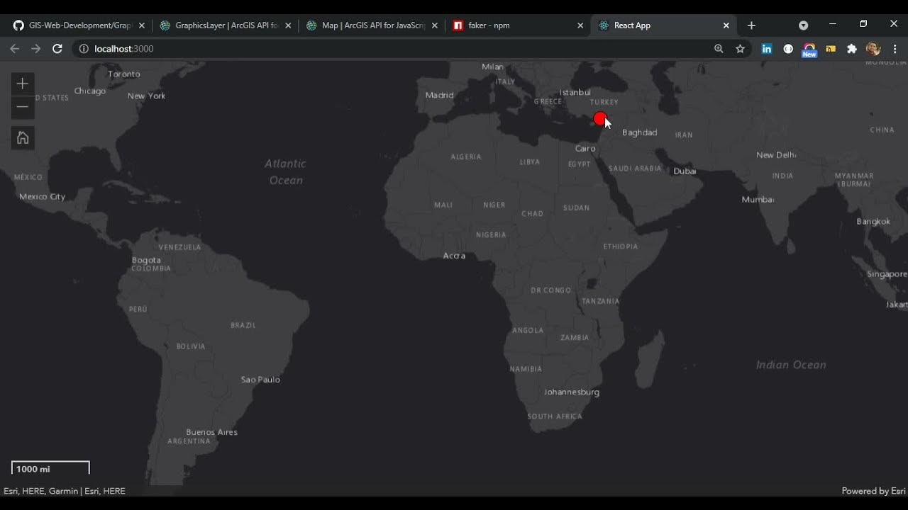 3 Graphics Layer with Using ReactJs with ESRI ArcGIS API JS ES6 Modules - YouTube