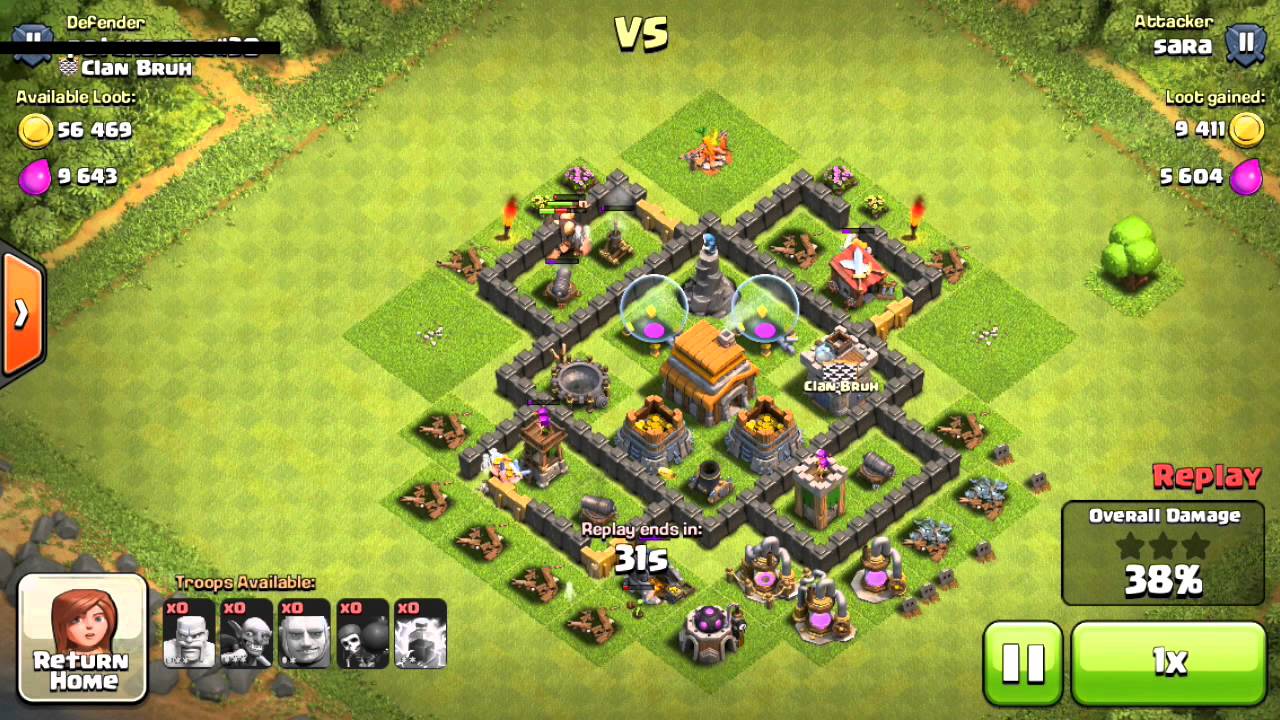CoC: Defensive Base TH5 + Defense Clip - YouTube