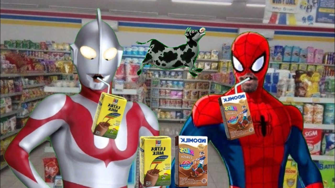 Ultraman Spiderman Beli Susu di Minimarket 😂 - YouTube