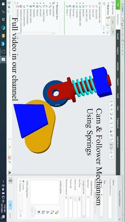 " cam & follower mechanism using springs " in creo #3Dmodelling # ...