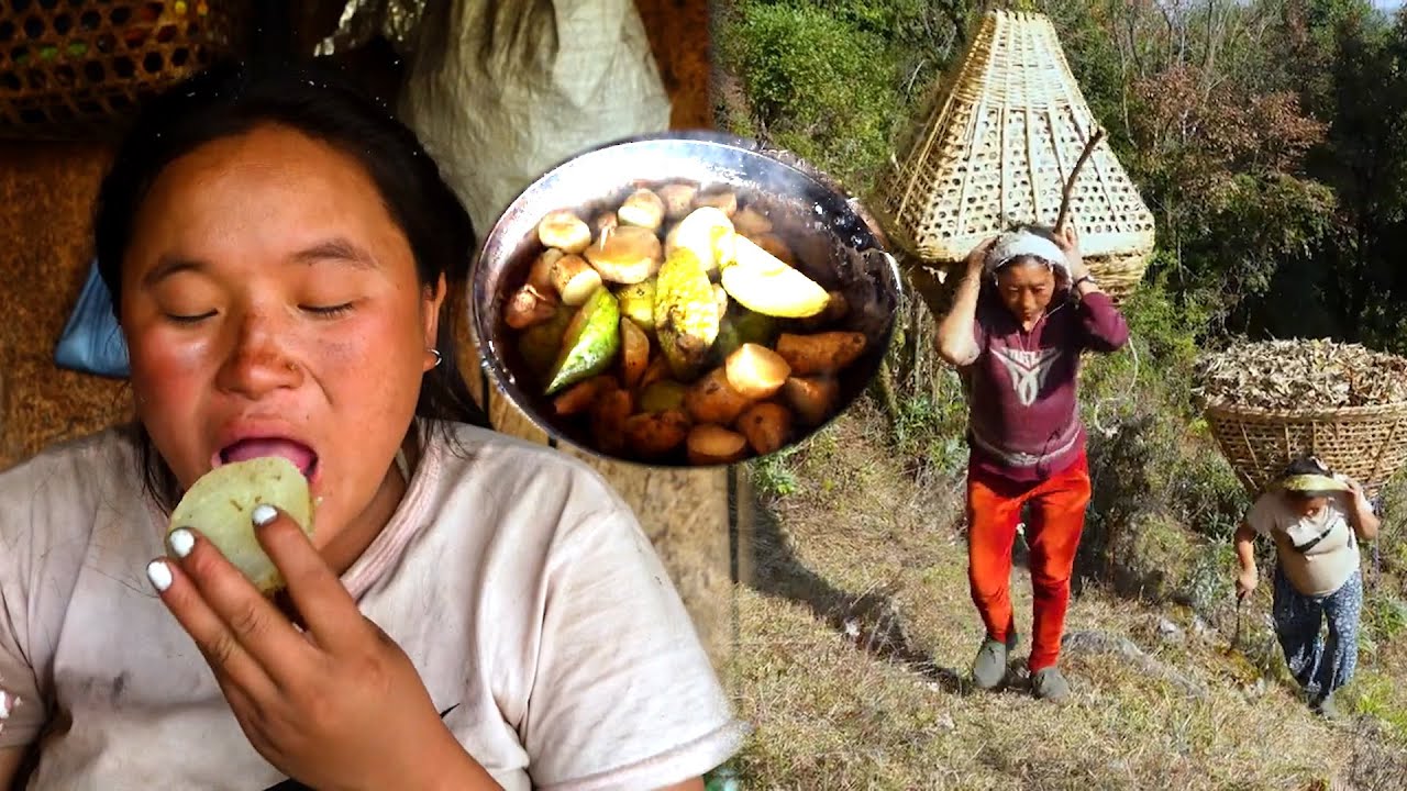 They are collecting dry leaves for livestock to make warm || Boil ...