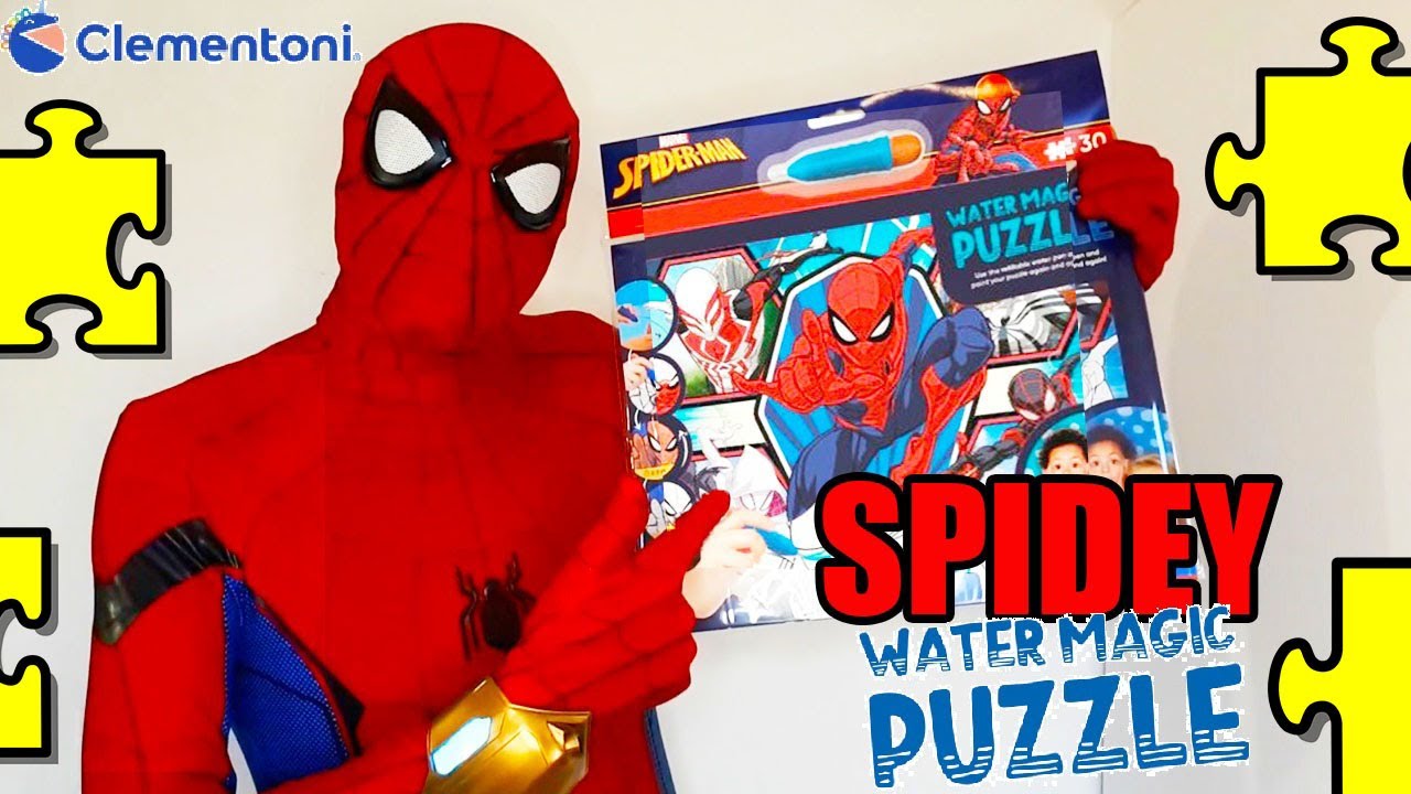 SPIDEY TRIES MAGIC WATER PUZZLE - YouTube