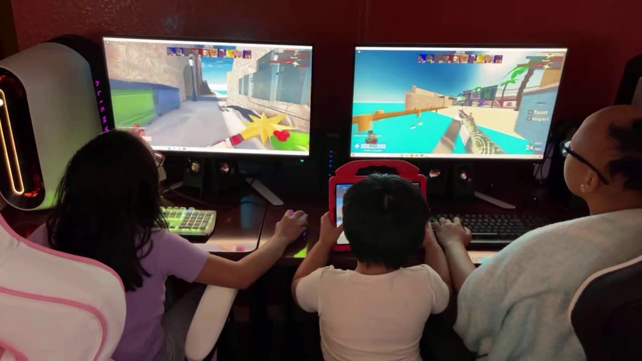 Playing Roblox (Arsenal) using our new ALIENWARE (Desktops,Monitors ...