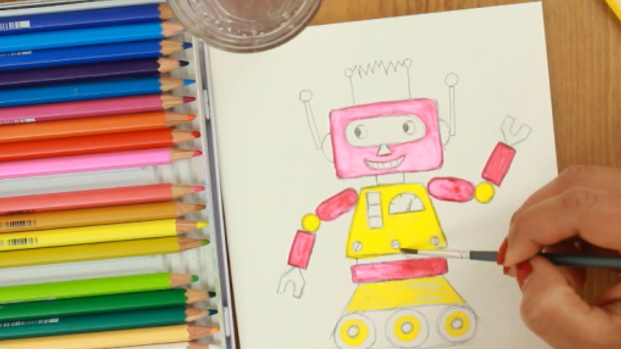 How to draw a cute robot - YouTube