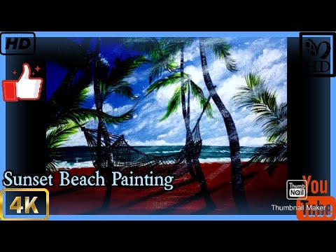 Easy Way to Paint a Beach Scene / Acrylic Painting for Beginners / Easy Acrylic Painting ...