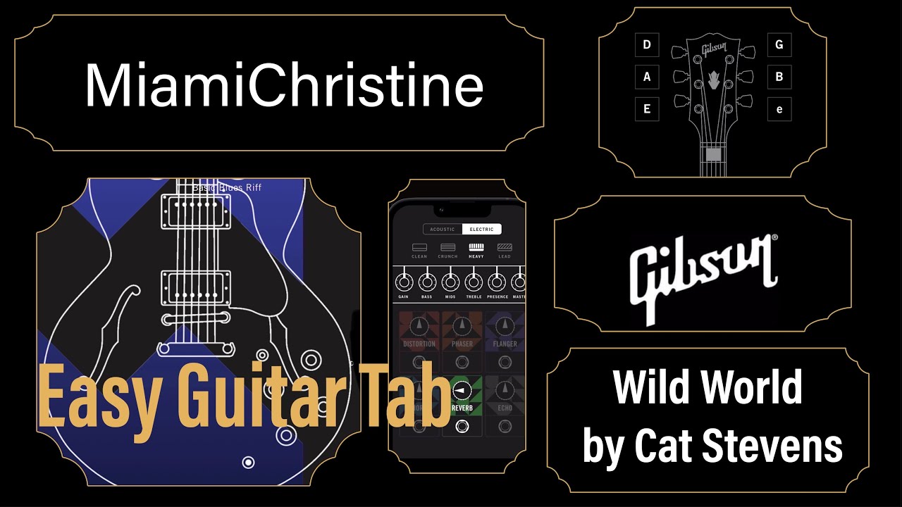 Cat Stevens - Wild World - Gibson guitar lesson - melody- tab - sight ...