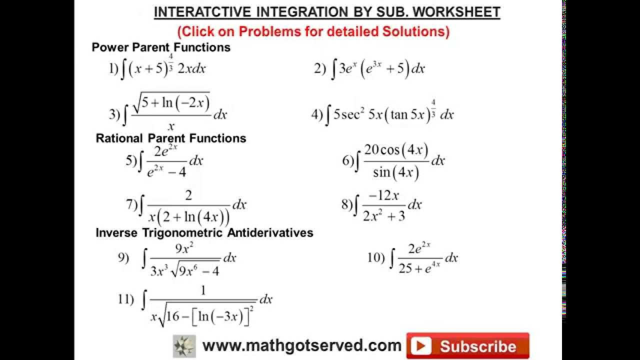 5 U-Substitution Worksheets to Help You Finally Ace Calculus ...