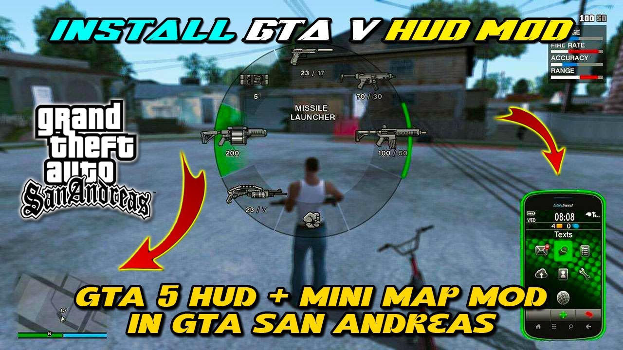 How to install GTA 5 Map GPS+HUD in GTA San Andreas New V3 | GTA 5 Mod ...