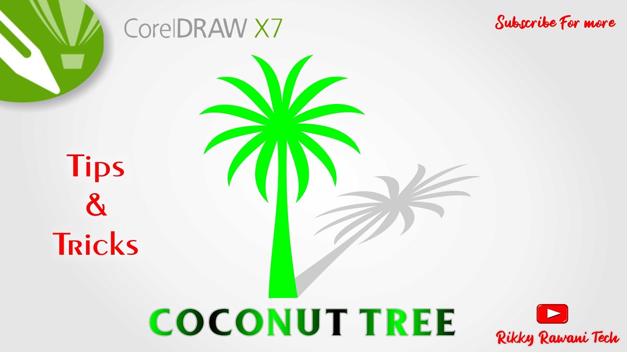 How to make Coconut Tree design in coraldraw ll Coraldraw tools tricks ...