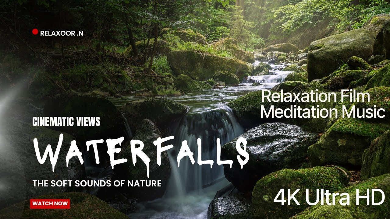 Waterfalls 4K Relaxation Film of Nature Ambient Scenes with Healing ...